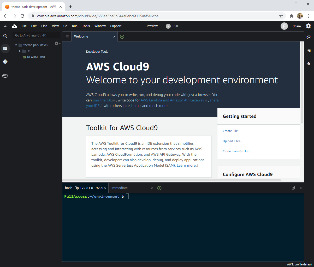 AWS Cloud9 IDE :: Innovator Island